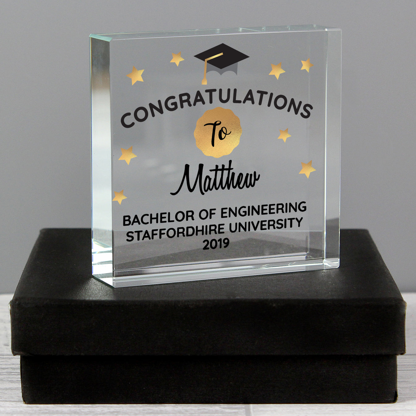 Personalised Congratulations Graduation Large Crystal Token – UniquePGifts